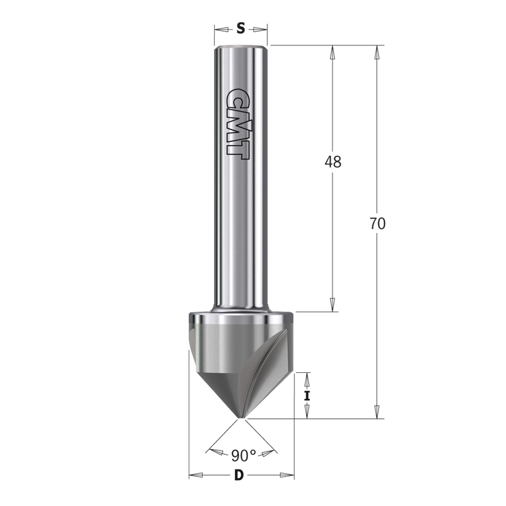 ΚΟΠΤΙΚΟ CMT 90° D=19,5 solid carbide countersink with parallel shank ...