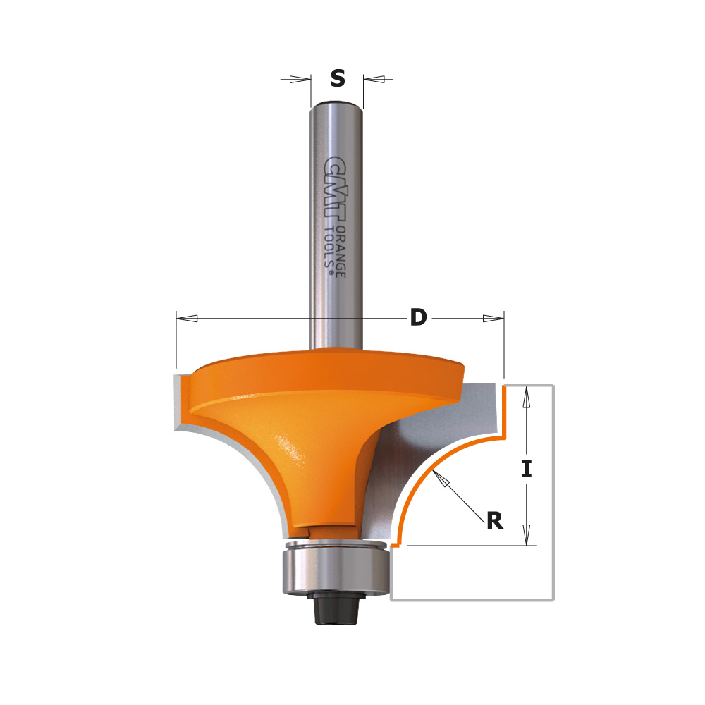 ΚΟΠΤΙΚΟ ΡΟΥΤΕΡ ΣΤΡΟΓΓΥΛΙ CMT S12 R19 L71.5 I25.4 D50.8 Roundover router ...